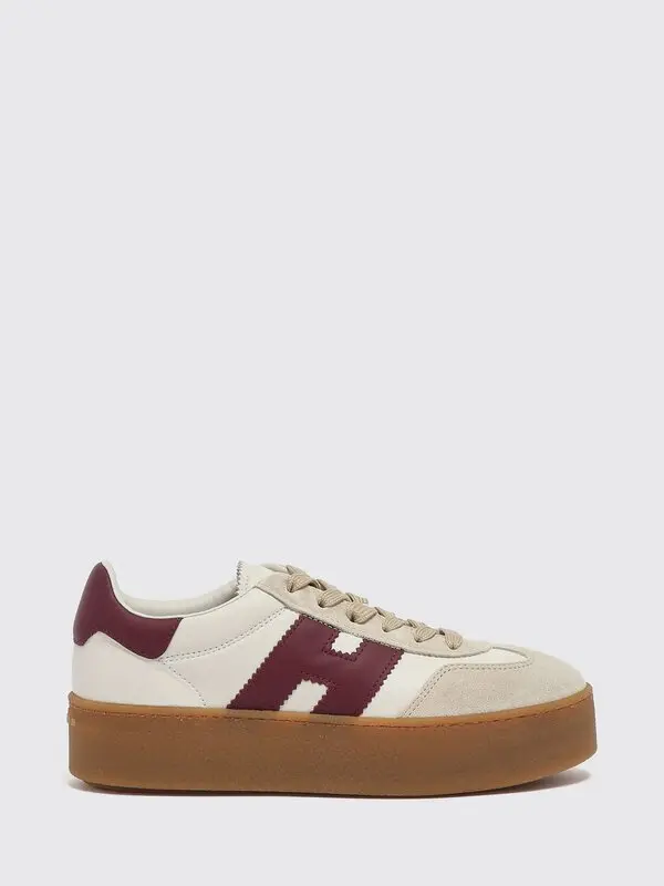 Hogan Platform Leather And Suede Sneakers With H Logo - White