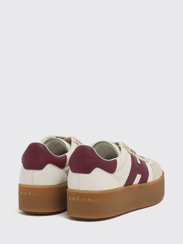 Hogan Platform Leather And Suede Sneakers With H Logo - White