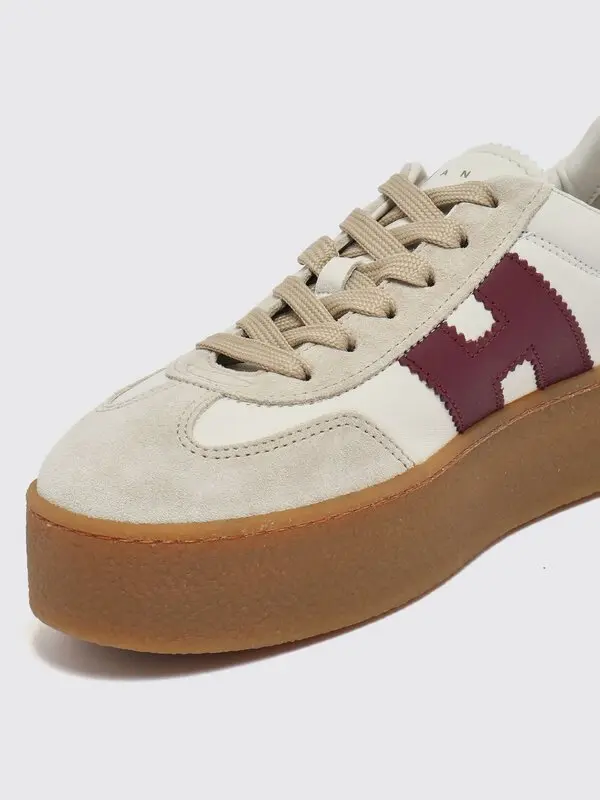 Hogan Platform Leather And Suede Sneakers With H Logo - White