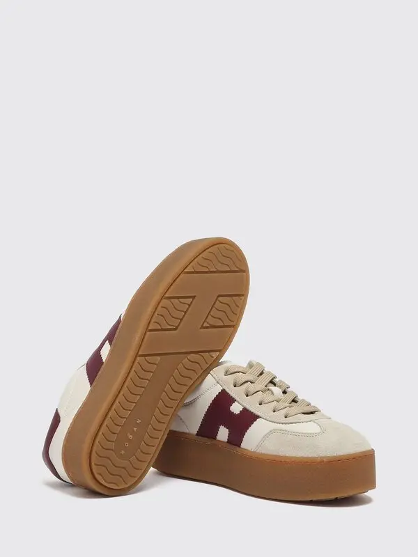 Hogan Platform Leather And Suede Sneakers With H Logo - White
