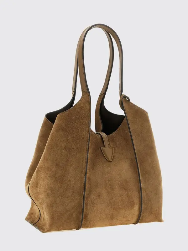TOD'S Large Suede Shoulder Bag With Pouch - Brown