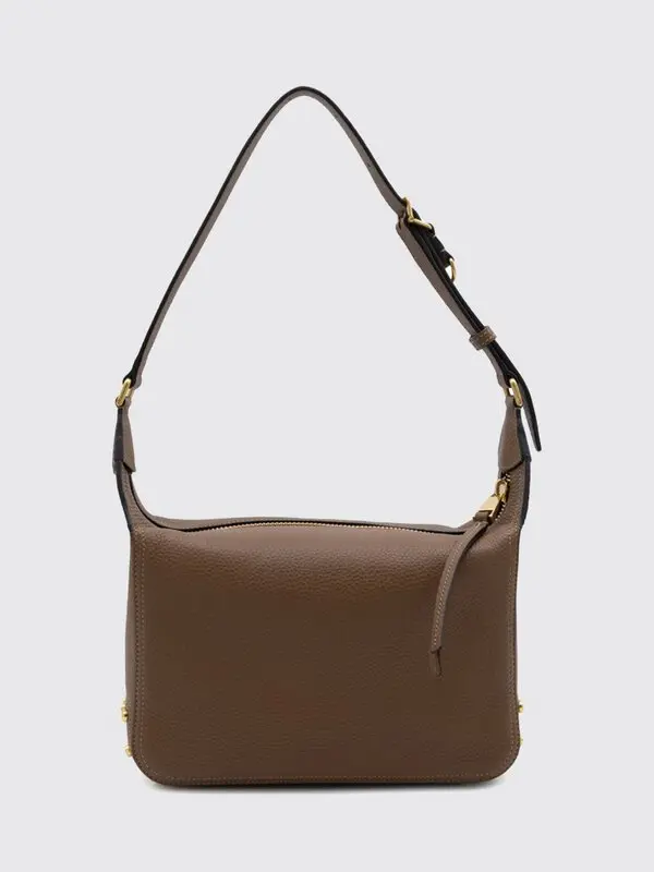 TOD'S Metal Dots Hammered Leather Shoulder Bag - Brown