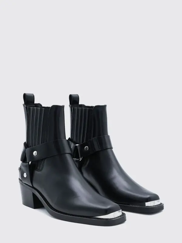 ANINE BING Leather Western Boots With Square Toe And Low Heel