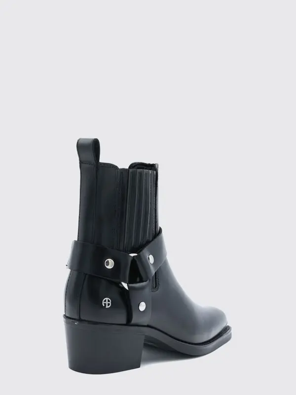 ANINE BING Leather Western Boots With Square Toe And Low Heel