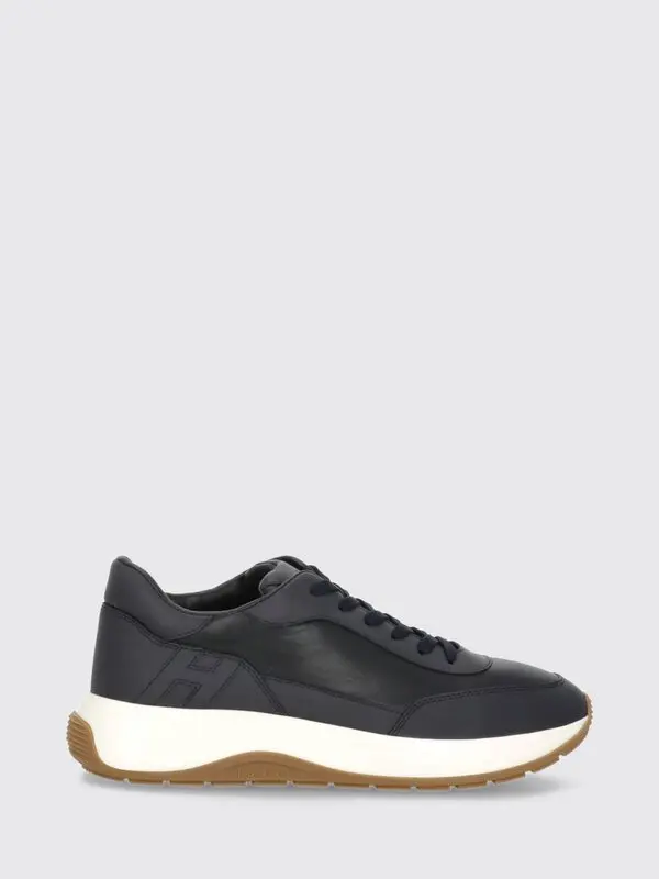 Hogan Smooth Calfskin Leather Lace Up Sneakers With H Logo - Blue