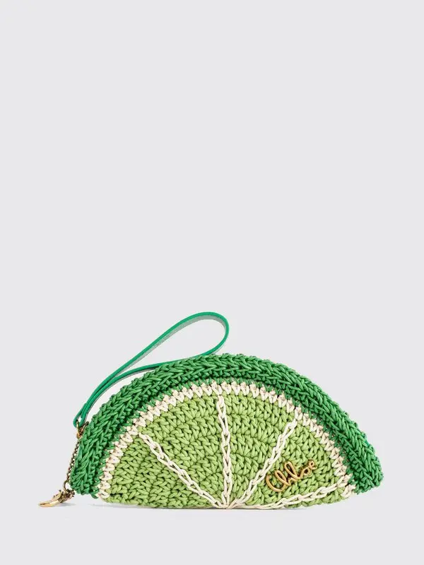 Chloé Tropicus Lime Slice Crochet Cotton Clutch - Green