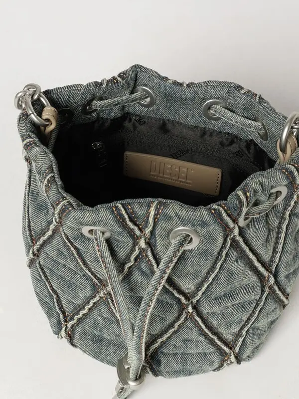 DIESEL® Quilted Drawstring Bag - Denim