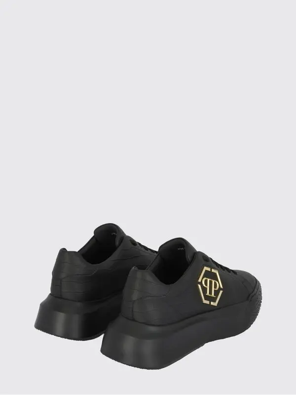 Philipp Plein Croc-effect Leather Low-top Trainers With Hexagon Logo