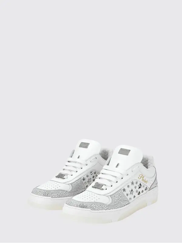 Philipp Plein Low-top Leather And Suede Sneakers With Studs And Rhinestones