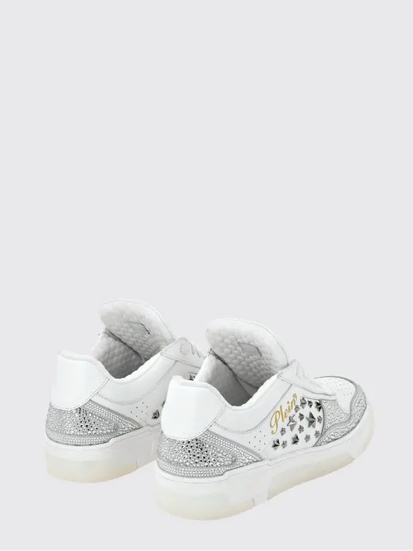 Philipp Plein Low-top Leather And Suede Sneakers With Studs And Rhinestones