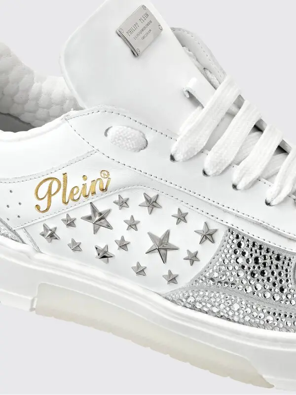Philipp Plein Low-top Leather And Suede Sneakers With Studs And Rhinestones