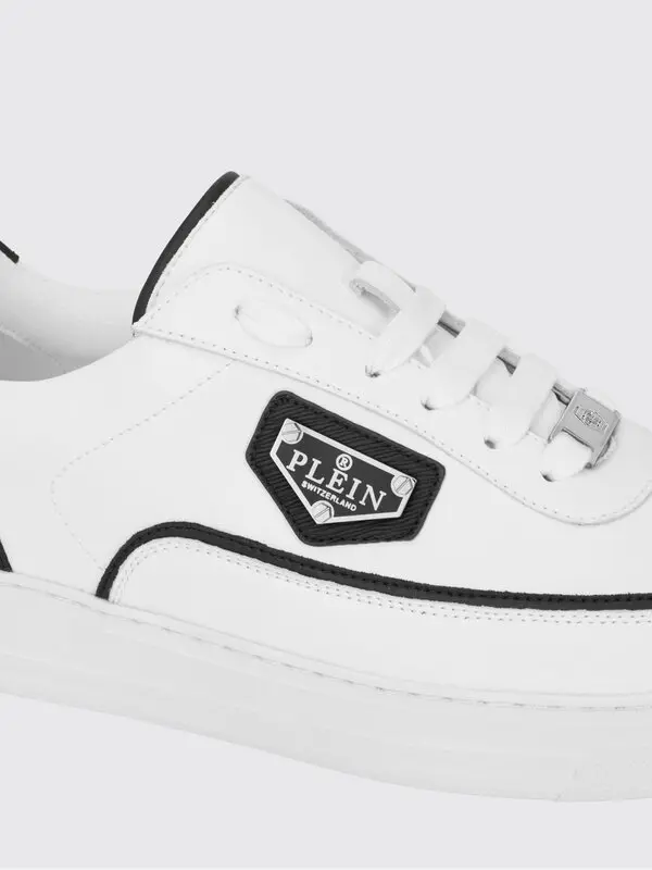 Philipp Plein Two-tone Leather Low-top Trainers With Applied Logo - White