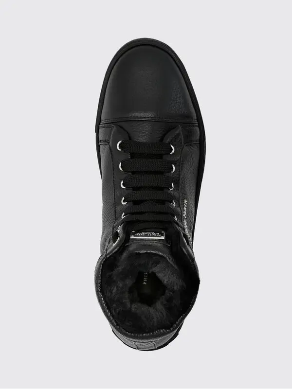 Philipp Plein High-top Grained Leather Sneakers With Shearling Lining