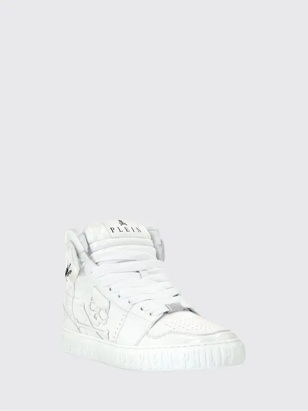 Philipp Plein High-top Leather Sneakers With Skull Detail