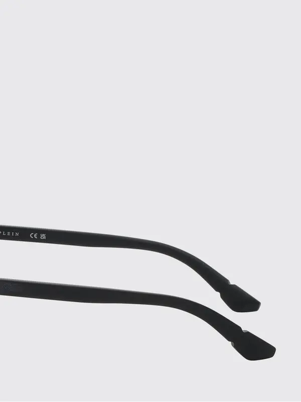 Philipp Plein Shield Sunglasses With Double Bridge And Tortoiseshell Arms - Black