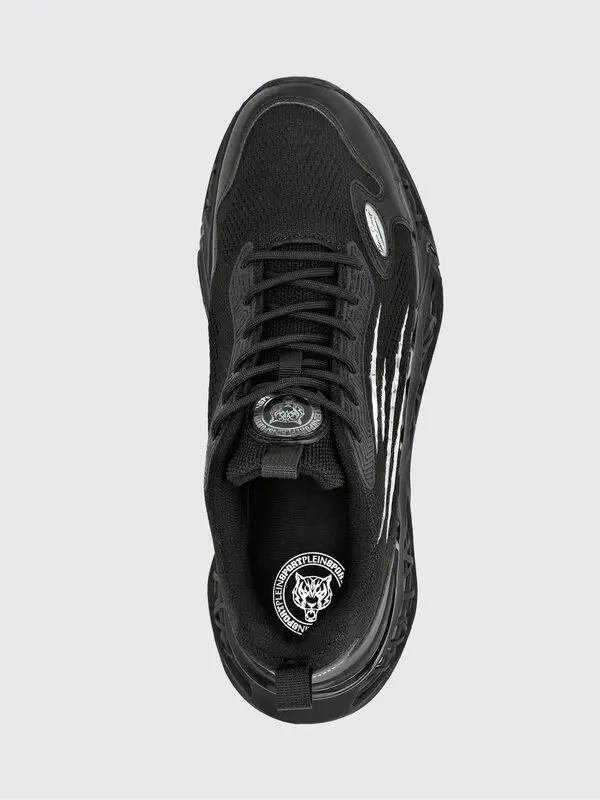 PLEIN SPORT Lace-up Low-top Sneakers In Technical Mesh - Black