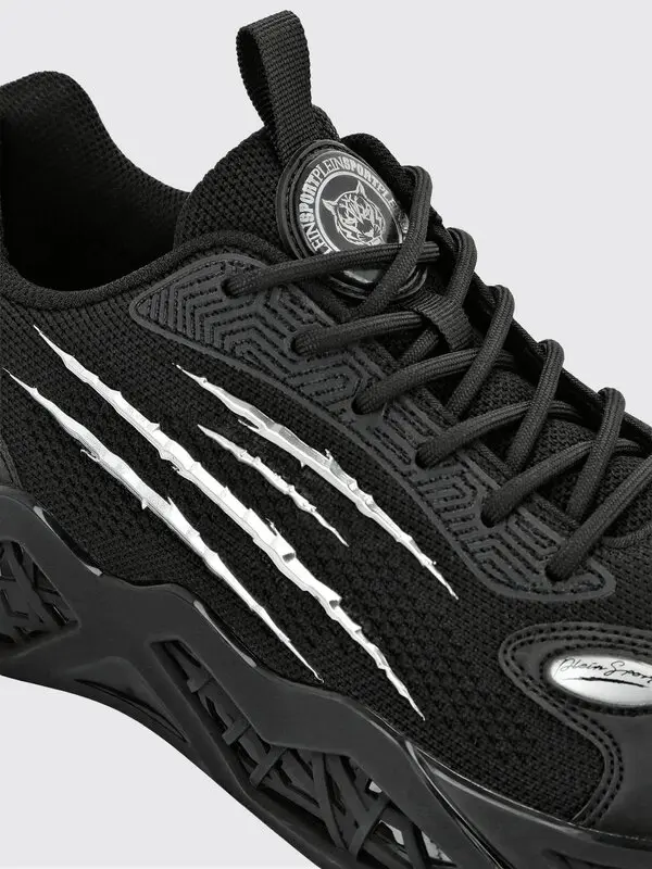 PLEIN SPORT Lace-up Low-top Sneakers In Technical Mesh - Black