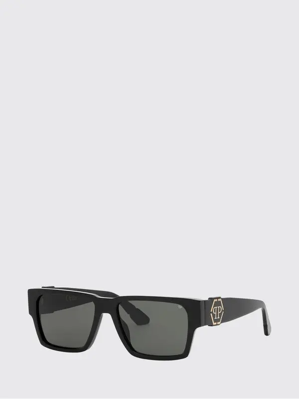 Philipp Plein Acetate Shield Sunglasses With Hexagon Logo - Black 1