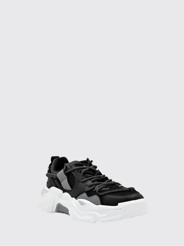 PLEIN SPORT Lace-up Low-top Sneakers In Mesh With Branded Pull-tab - Black