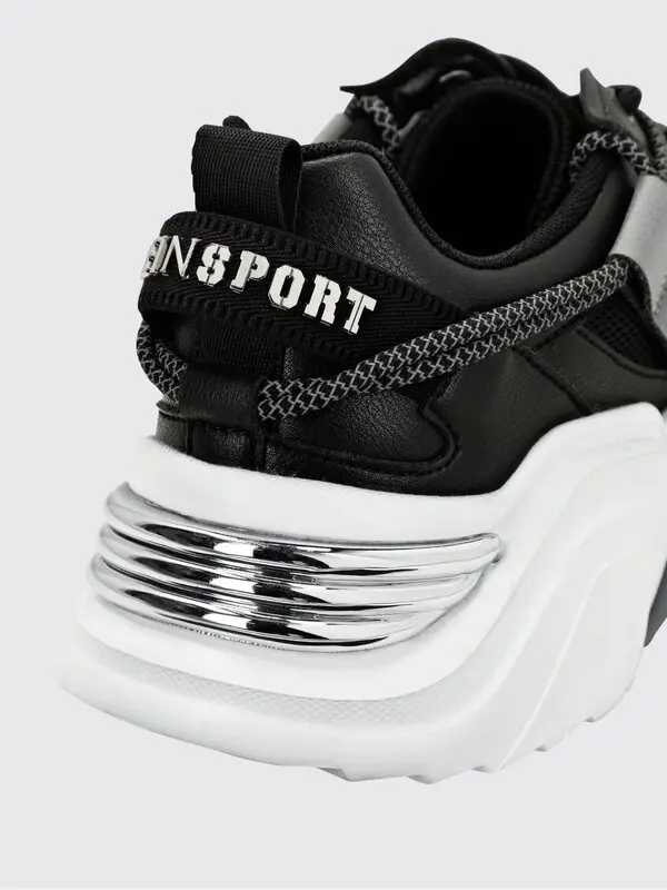 PLEIN SPORT Lace-up Low-top Sneakers In Mesh With Branded Pull-tab - Black