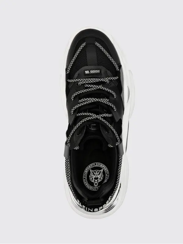 PLEIN SPORT Lace-up Low-top Sneakers In Mesh With Branded Pull-tab - Black