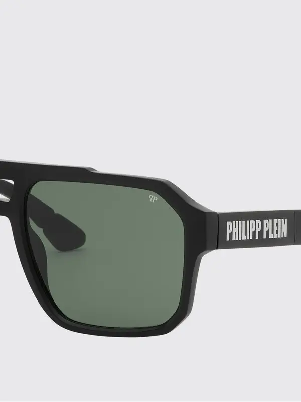Philipp Plein Square Acetate Shield Sunglasses With Double Bridge - Black 1