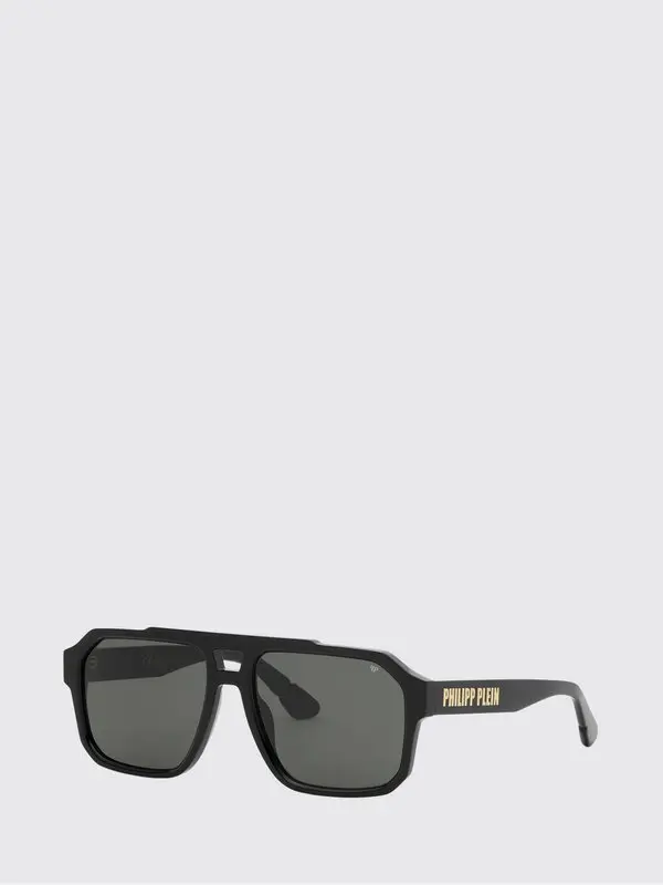 Philipp Plein Square Acetate Shield Sunglasses With Double Bridge - Black