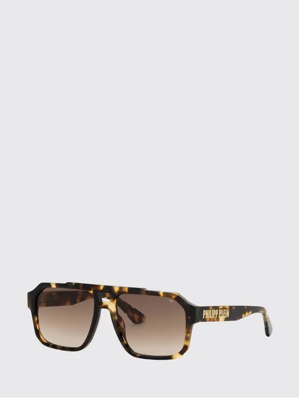 Philipp Plein Square Acetate Shield Sunglasses With Double Bridge - Brown