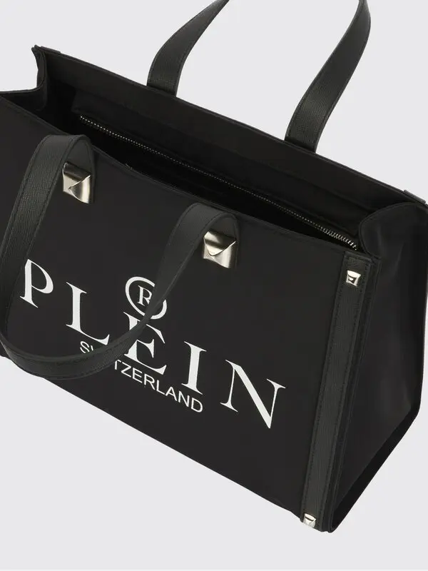 Philipp Plein Nylon Tote Bag With Zip Closure And Printed Logo