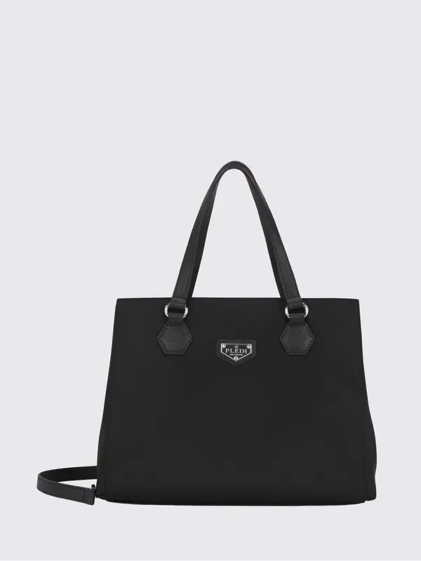 Philipp Plein Nylon Handbag With Double Handle And Removable Shoulder Strap - Black