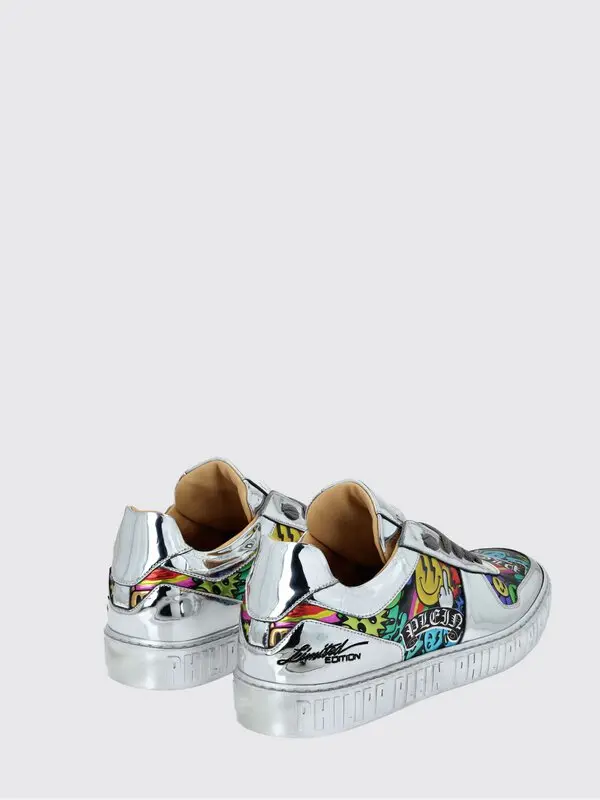 Philipp Plein Limited Edition Graphic Print Patent Leather Low Top Sneakers