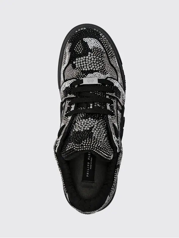 Philipp Plein Crystal Royal Street Leather Trainers With Embroidered Crystals