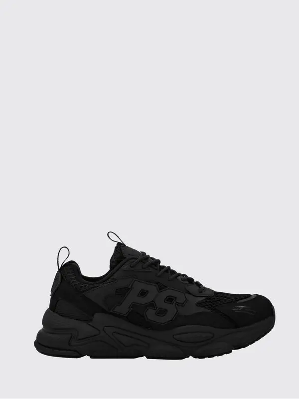 PLEIN SPORT Leather And Mesh Low-top Trainers With Contrast Monogram - Black