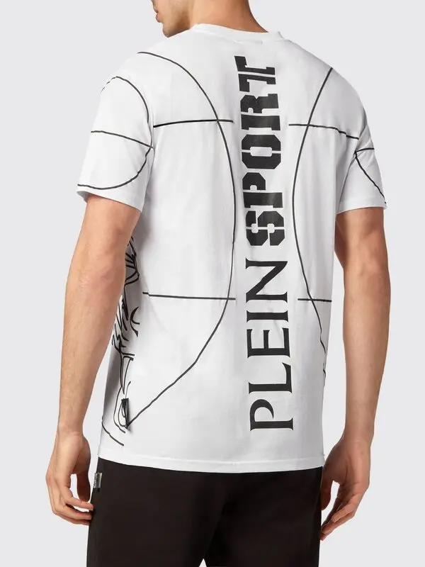 PLEIN SPORT Slim Fit Cotton T-shirt With Hexagon Logo Print