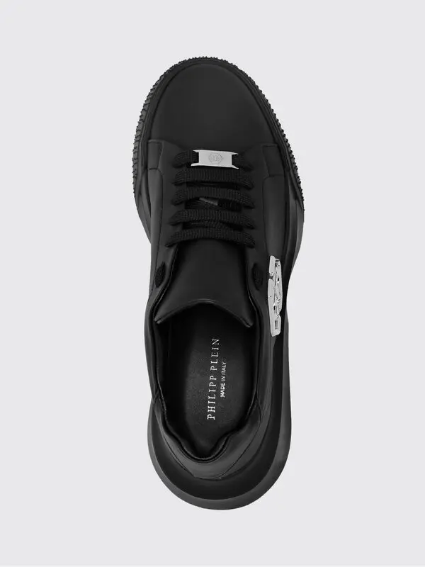 Philipp Plein Smooth Leather Low-top Sneakers With Monogram And Hexagon Logo - Black 1