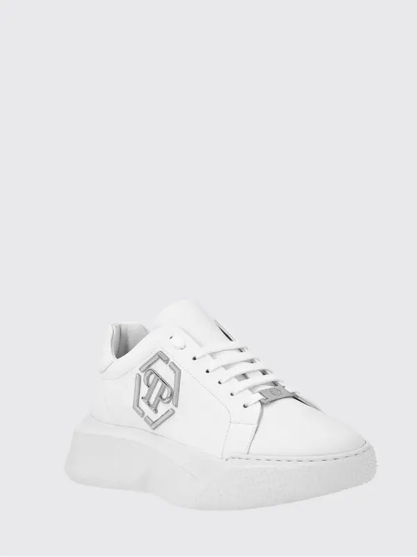 Philipp Plein Smooth Leather Monogram Hexagon Logo Low-top Sneakers - White