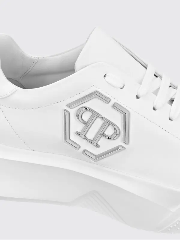 Philipp Plein Smooth Leather Monogram Hexagon Logo Low-top Sneakers - White