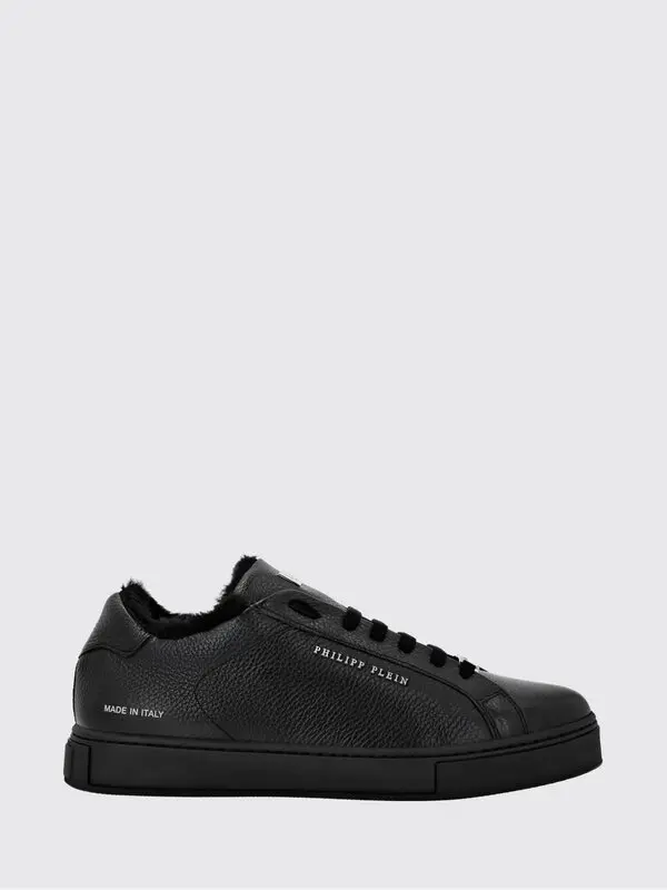 Philipp Plein Hammered Leather And Wool Low-top Sneakers