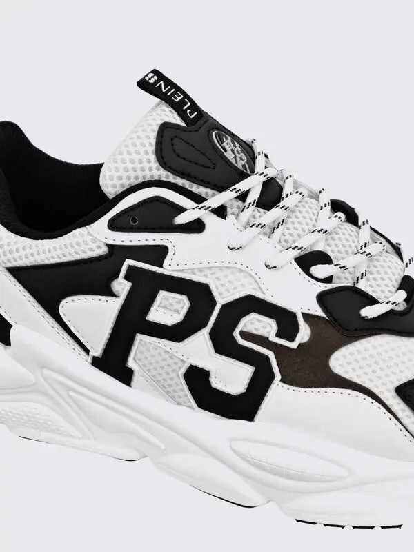 PLEIN SPORT Low-top Leather And Mesh Monogram Sneakers - White 1