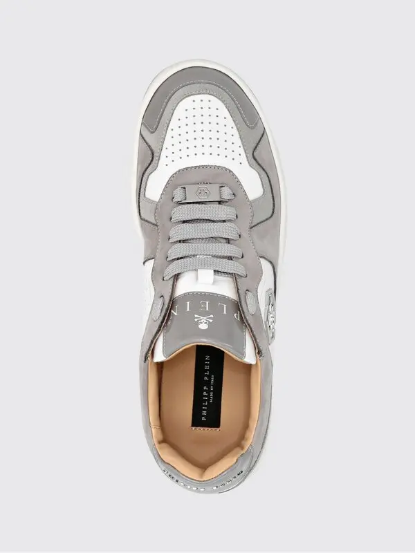 Philipp Plein Low-top Sneakers In Leather And Suede With Applied Hexagon Logo