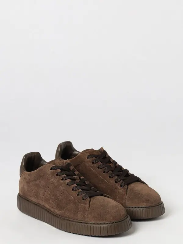 Hogan Suede Lace-up Sneakers With Perforated H Logo - Brown