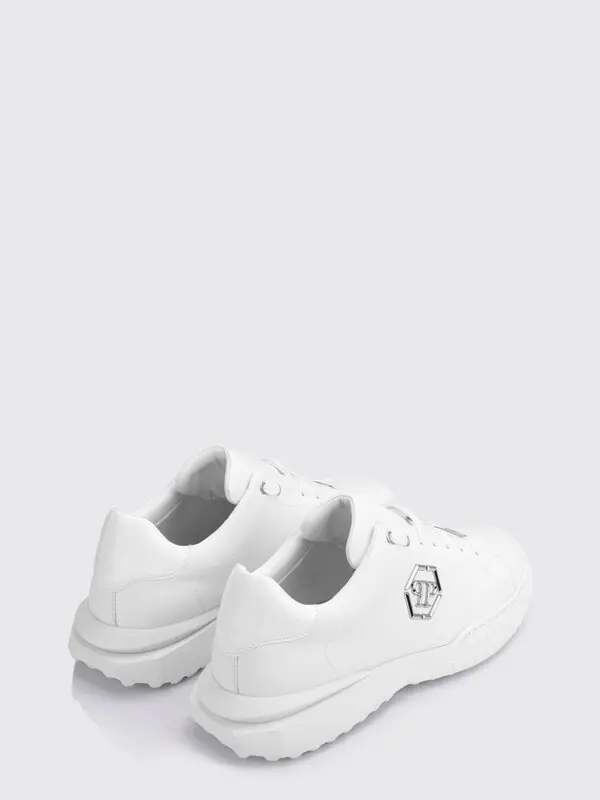 Philipp Plein Leather Sneakers With Emblem - White
