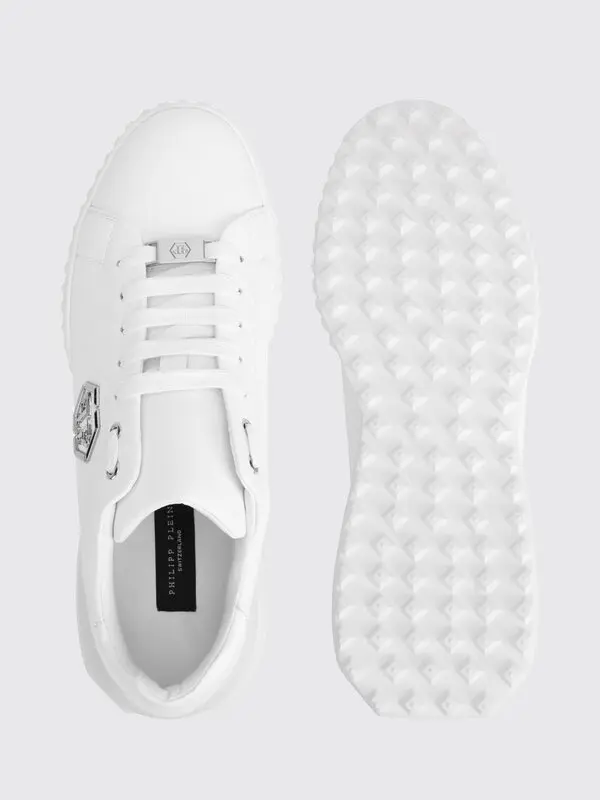 Philipp Plein Leather Sneakers With Emblem - White