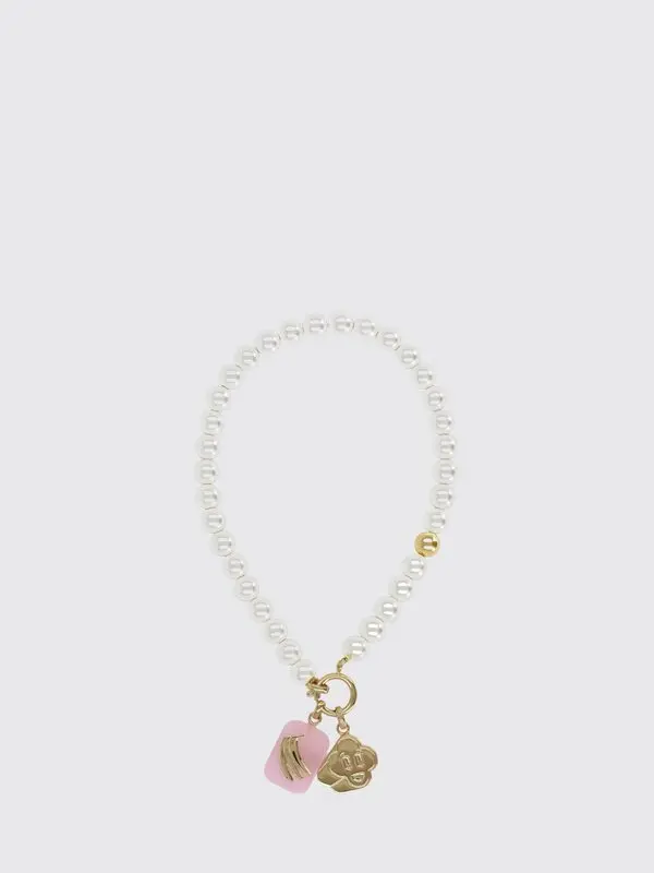 Casablanca Freshwater Pearl Choker Necklace With Gold-plated Charms - White