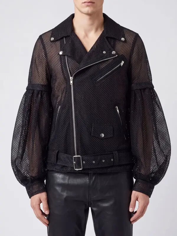 Comme Des Garçons Mesh Moto Jacket - Black