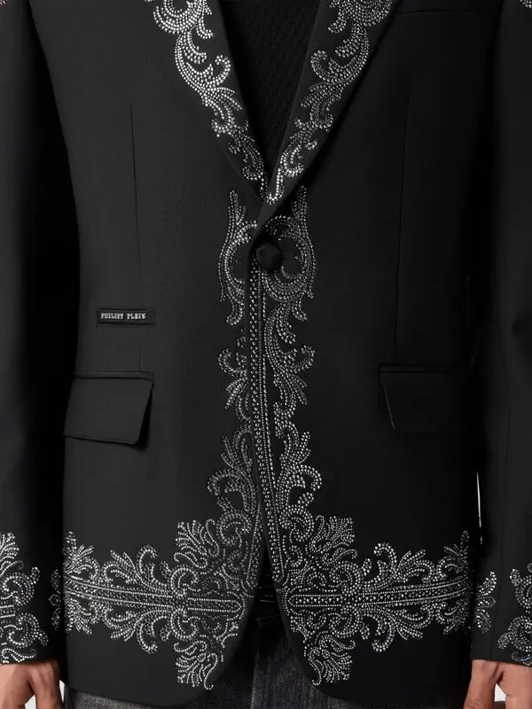 Philipp Plein Baroque Virgin Wool Blazer With Skull Print And Crystals