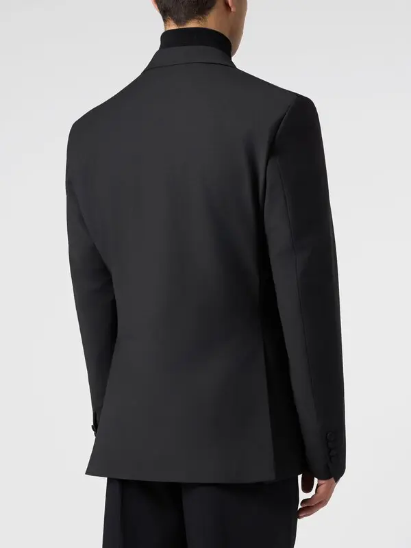 Philipp Plein Virgin Wool Blazer With Stud Embellishments