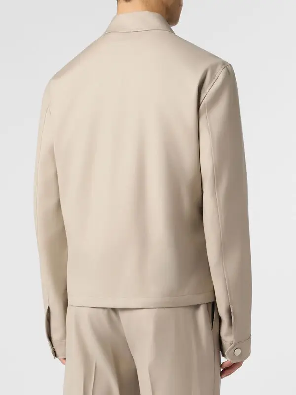 Philipp Plein Hexagon Monogram Wool Blend Shirt Jacket - Beige