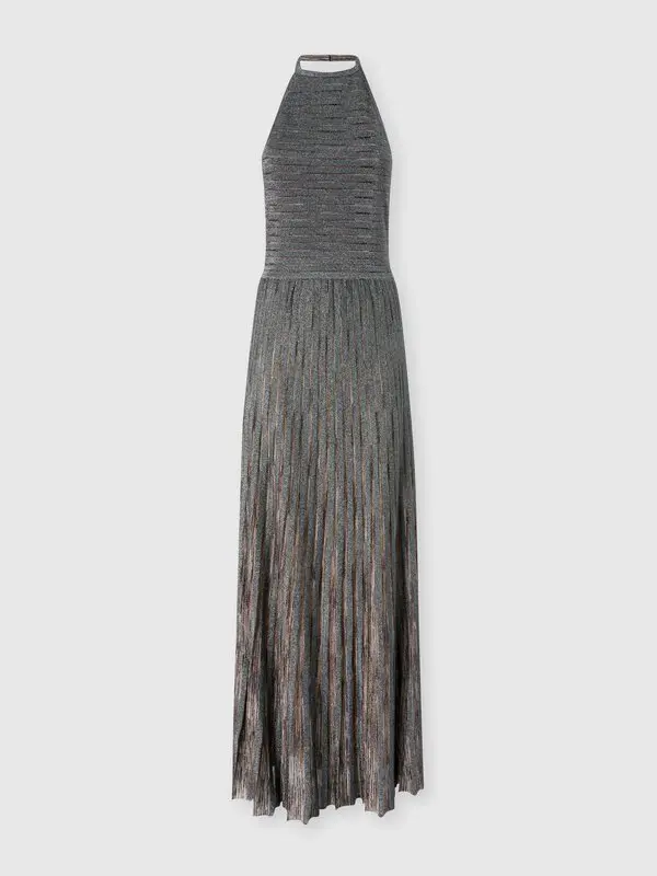 Missoni Long Viscose Lamé Dress With Open Back - Beige