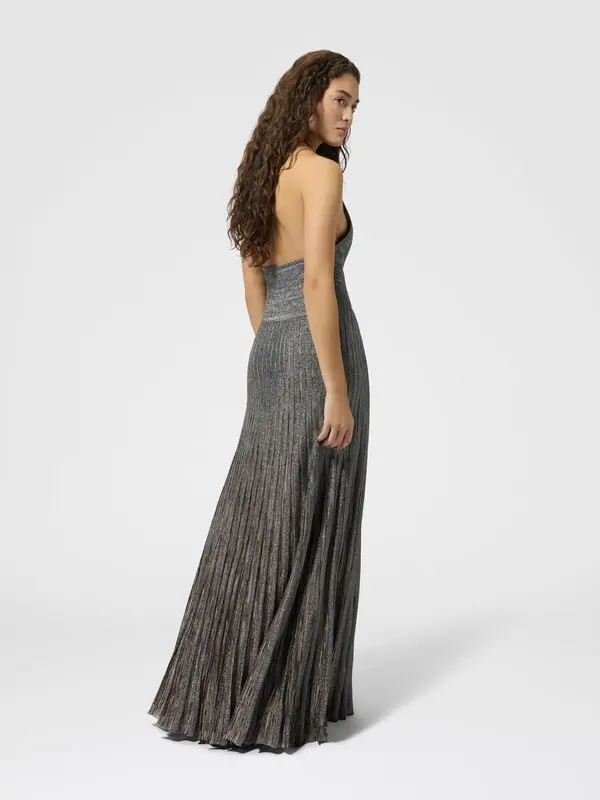 Missoni Long Viscose Lamé Dress With Halterneck And Open Back